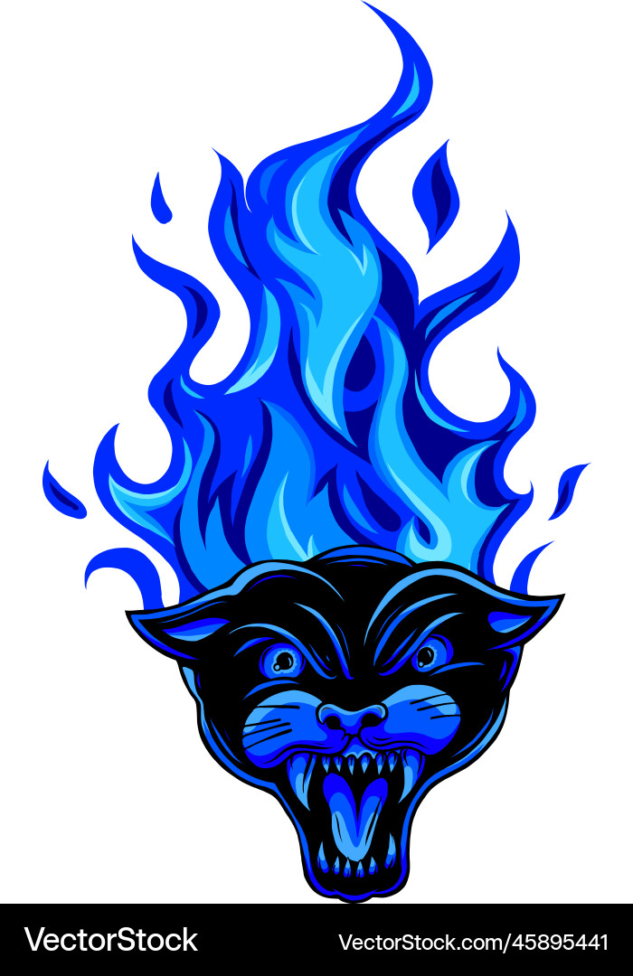 Of a black panther with angry face Royalty Free Vector Image