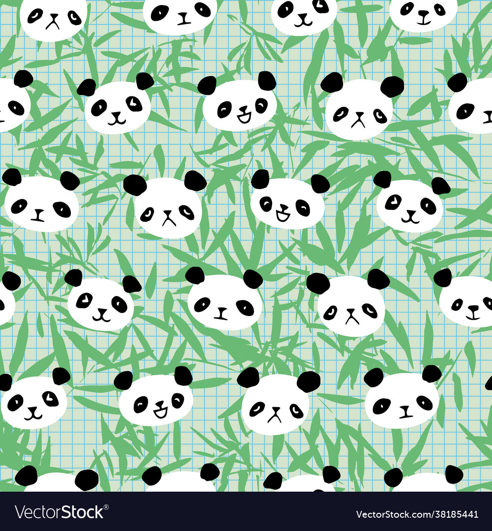 Panda bamboo seamless pattern Royalty Free Vector Image