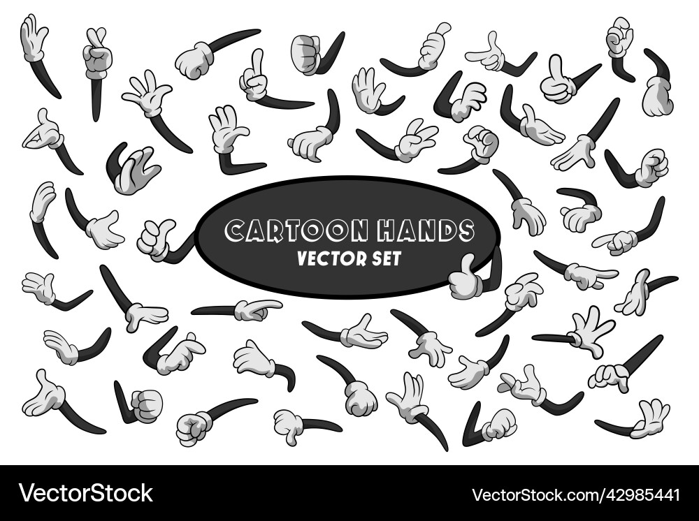 Retro cartoon gloved hands gestures cartoon hands Vector Image