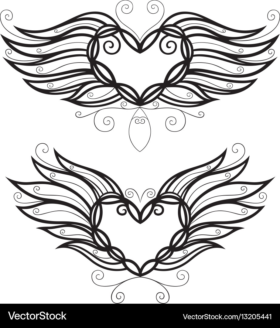 Two filigree hearts Royalty Free Vector Image - VectorStock