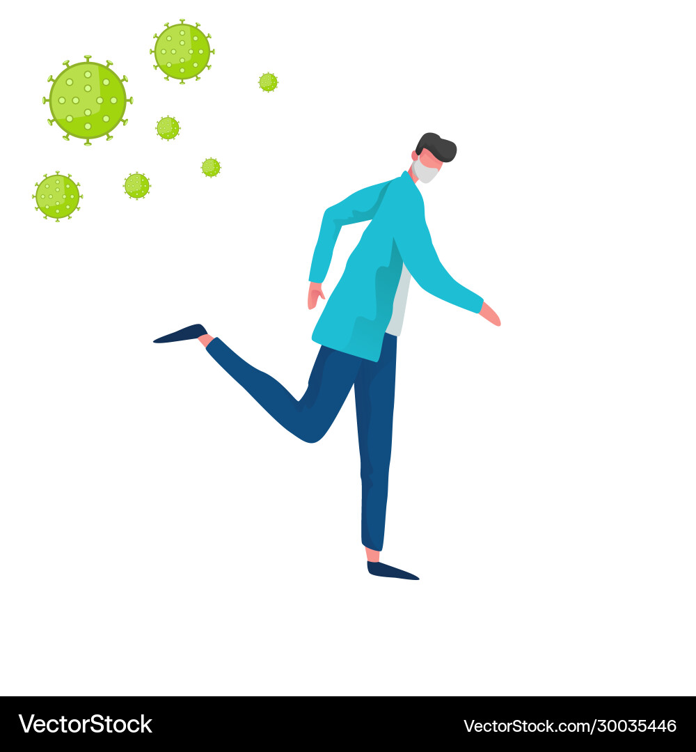 A man wearing face mask is running from Royalty Free Vector