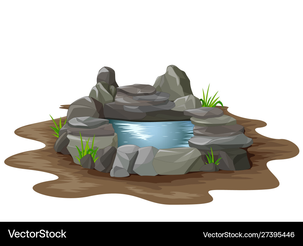 Cool water pool in rock cartoon Royalty Free Vector Image