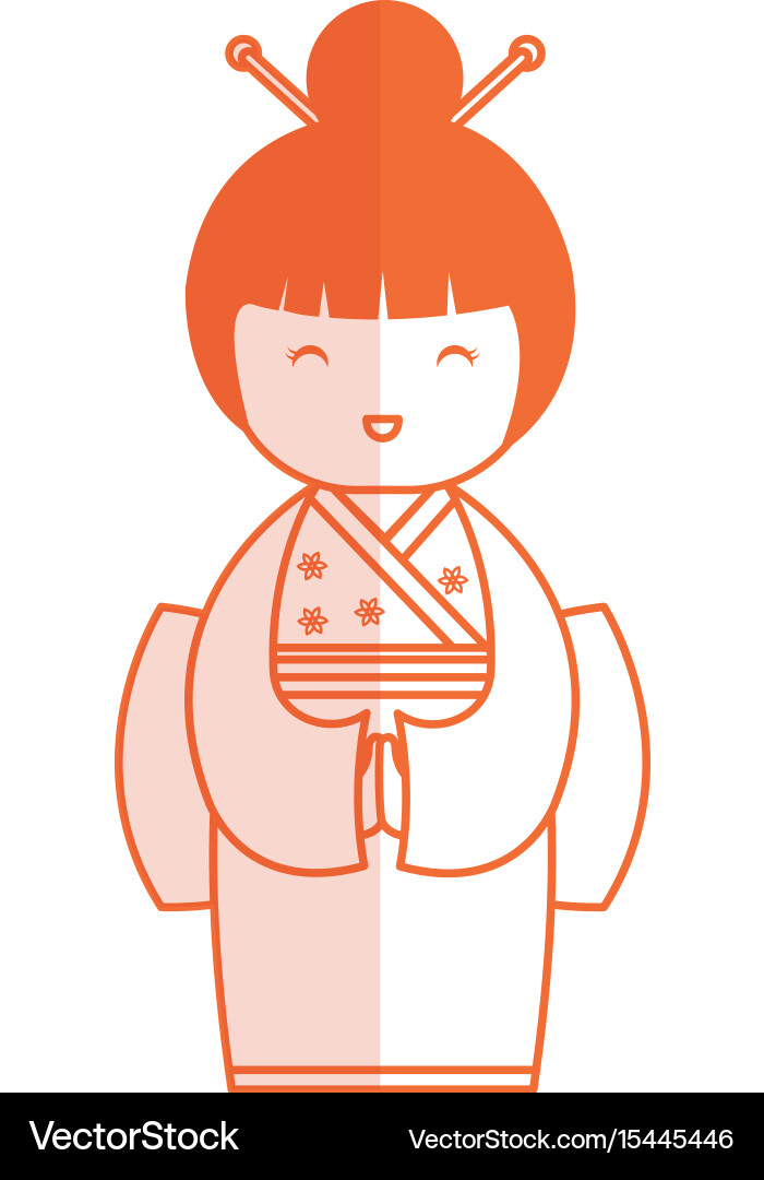 Cute little japanese doll Royalty Free Vector Image