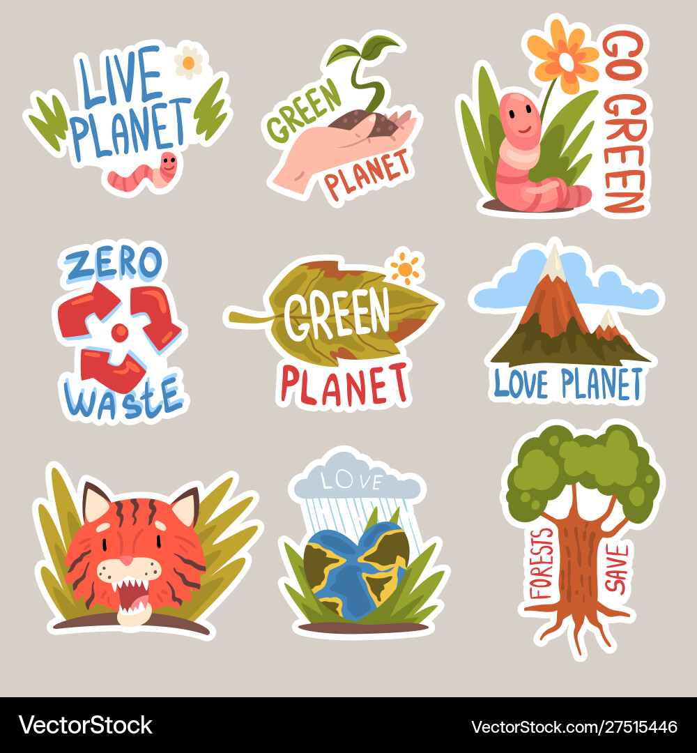 Different taglines sticker cartoon Royalty Free Vector Image