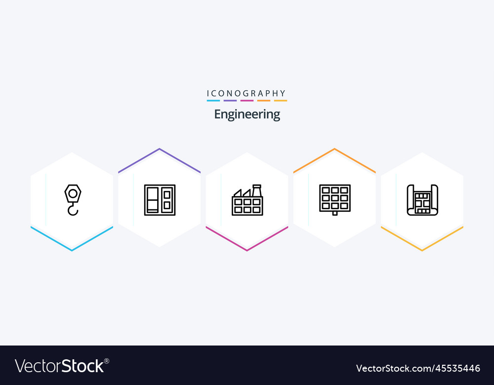 Engineering 25 line icon pack including Royalty Free Vector