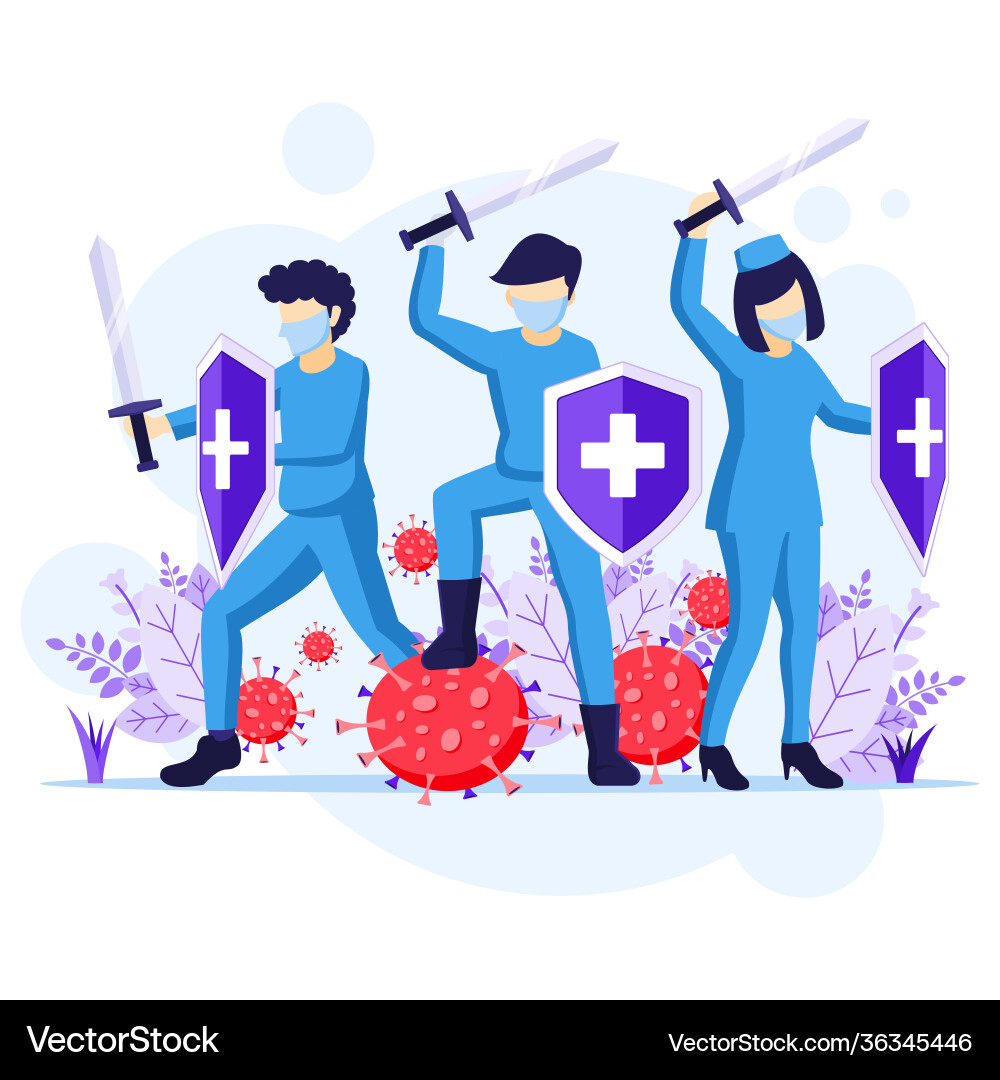 Fight virus concept doctor and nurses use Vector Image