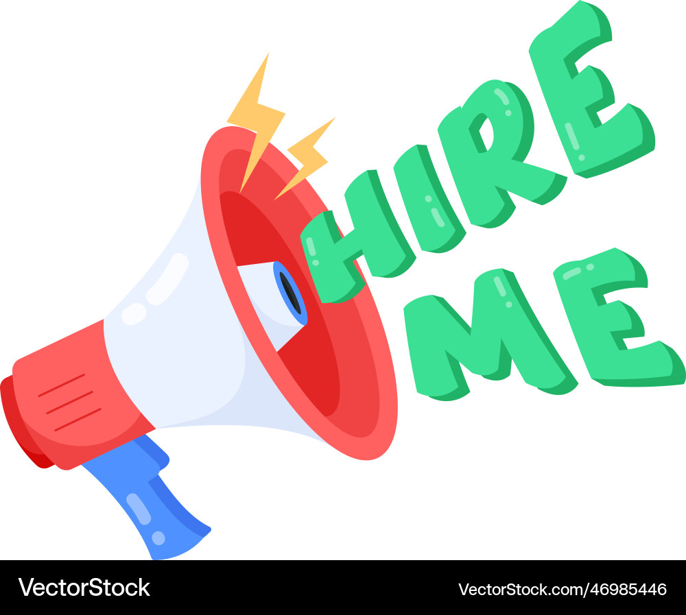 Flat sticker of hire me Royalty Free Vector Image