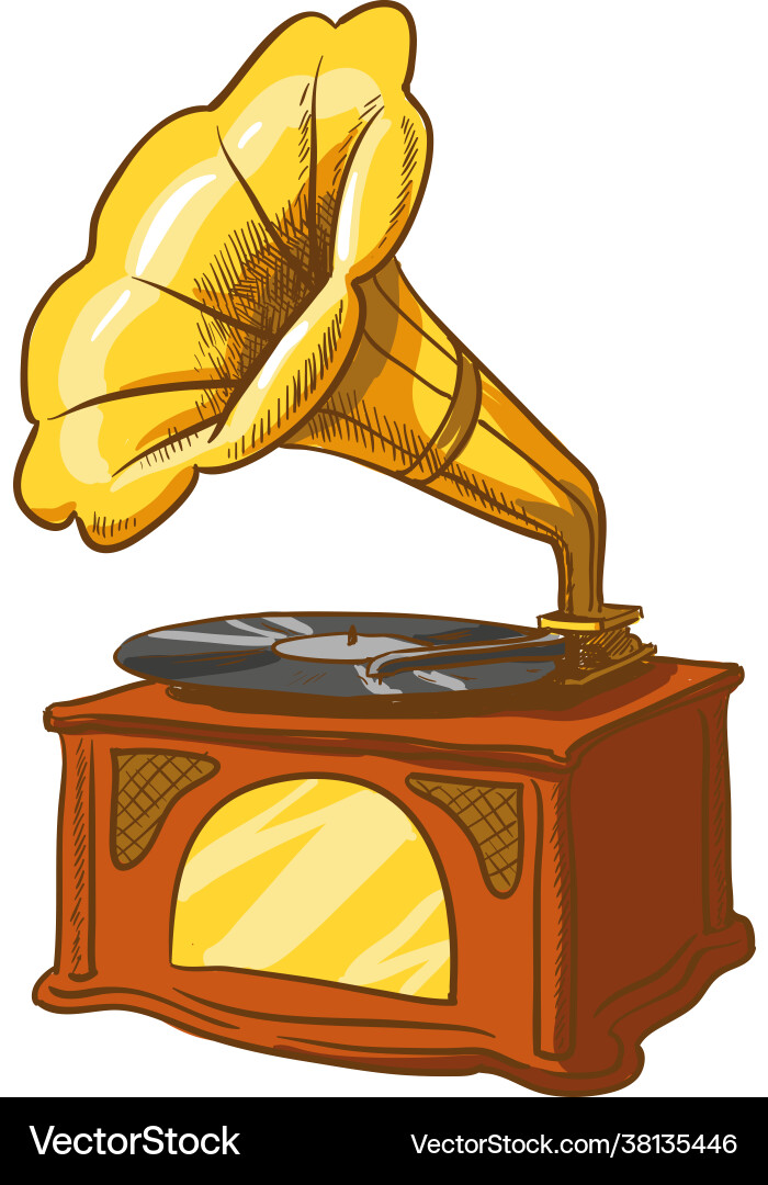 Gramophone vintage music phonograph Royalty Free Vector