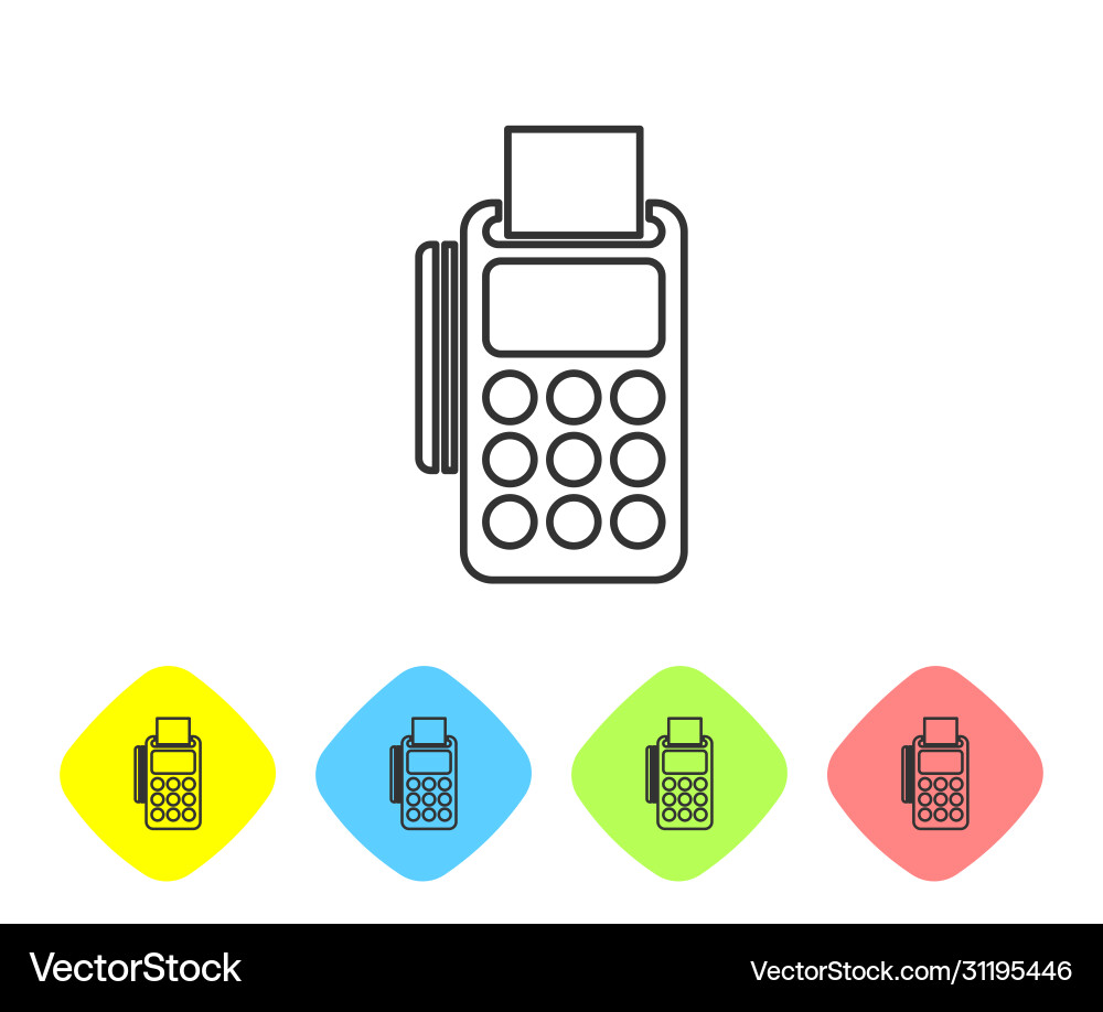 Grey line pos terminal with inserted credit card Vector Image