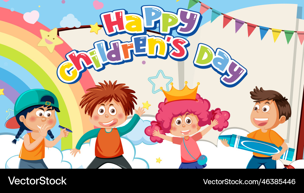 Happy children day banner Royalty Free Vector Image