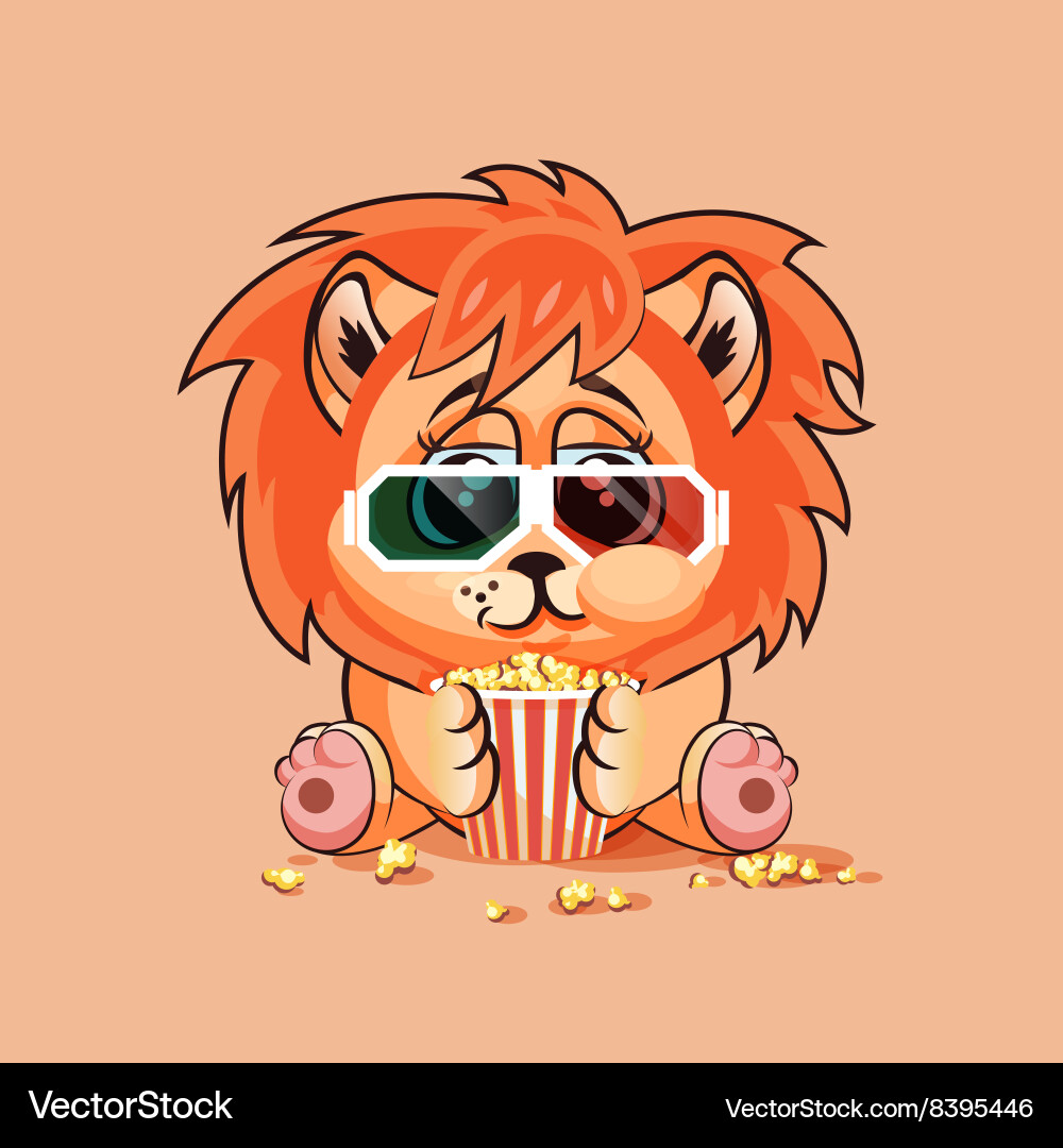 Lion cub watching a movie Royalty Free Vector Image