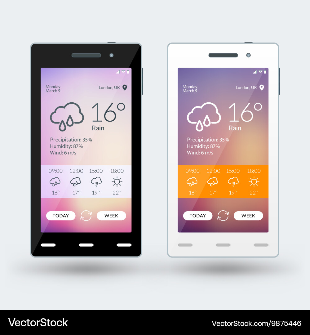 Modern smartphone with weather app on the screen Vector Image