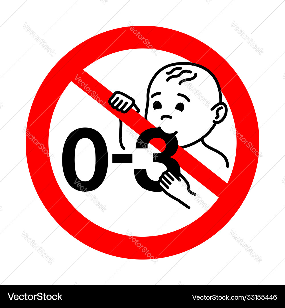 Not suitable for children under 3 years sign Vector Image