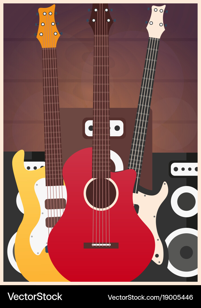Poster with musical instruments music studio Vector Image