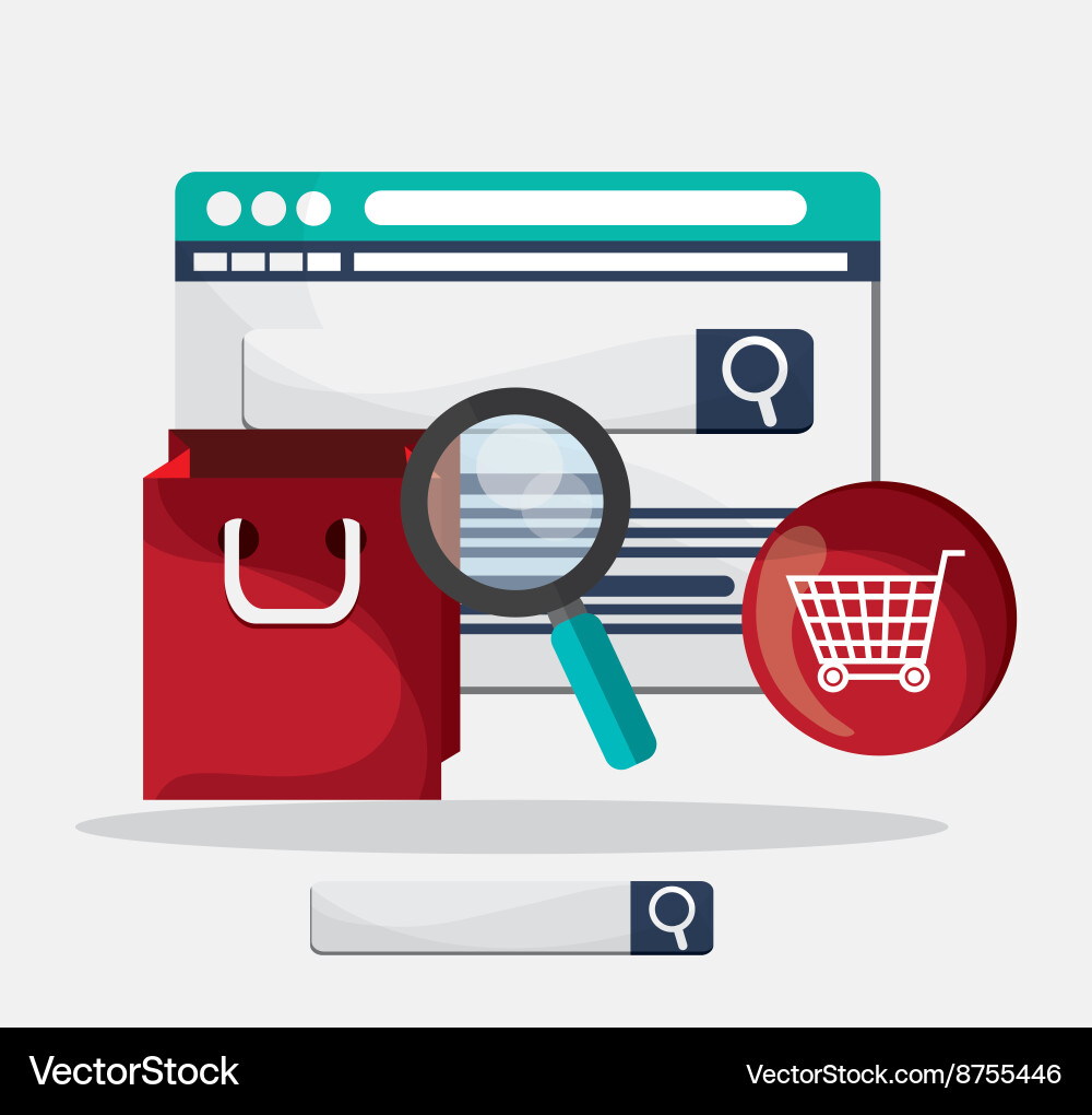 Searching online design digital marketing Vector Image