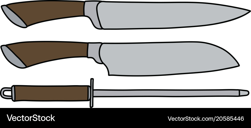 Set of large kitchen knives Royalty Free Vector Image