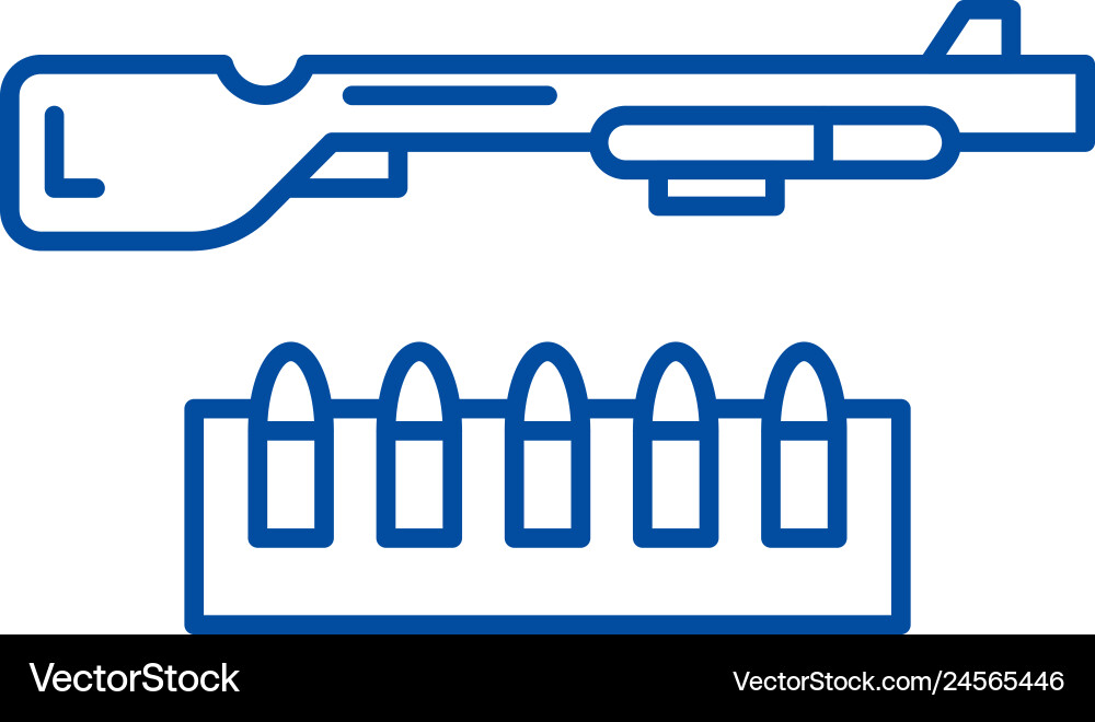 Shotgun and ammo line icon concept Royalty Free Vector Image
