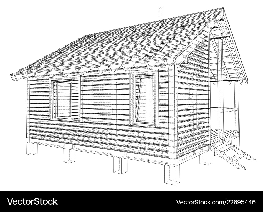 Sketch of small house rendering 3d Royalty Free Vector Image