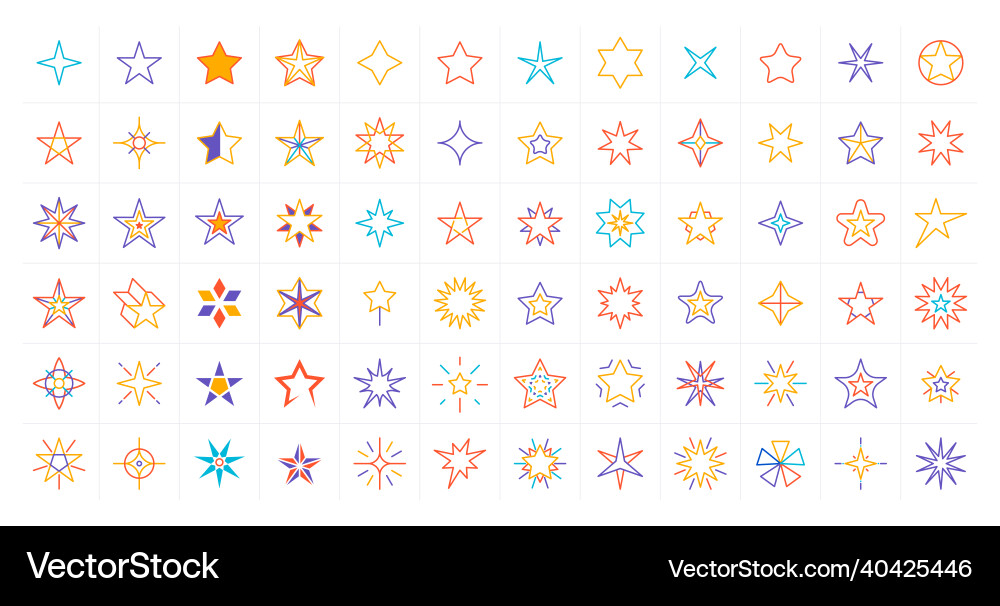 Stars symbol line icons Royalty Free Vector Image