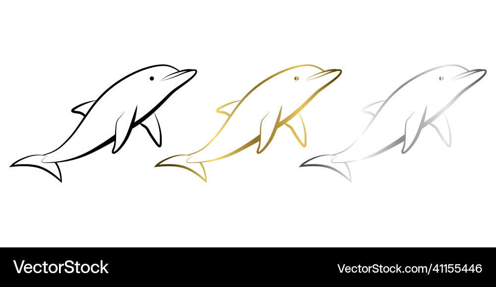 Three color black gold and silver line art Vector Image