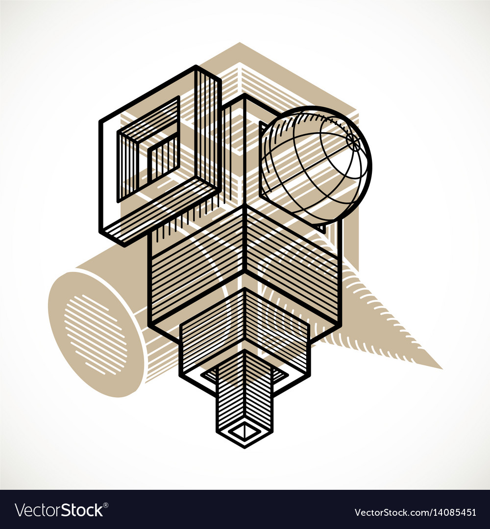 3d engineering abstract shape made using cubes Vector Image