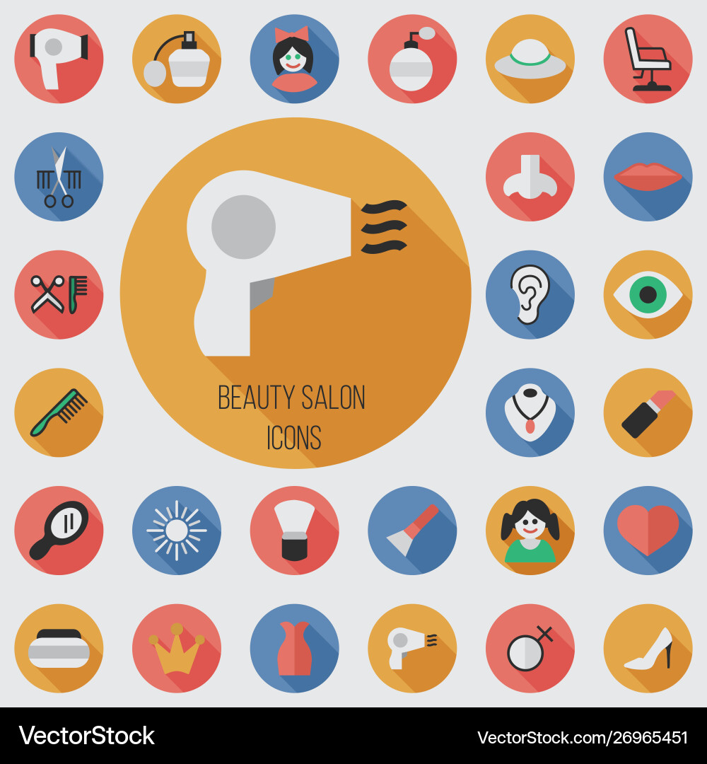 Beauty salon flat digital icon set Royalty Free Vector Image