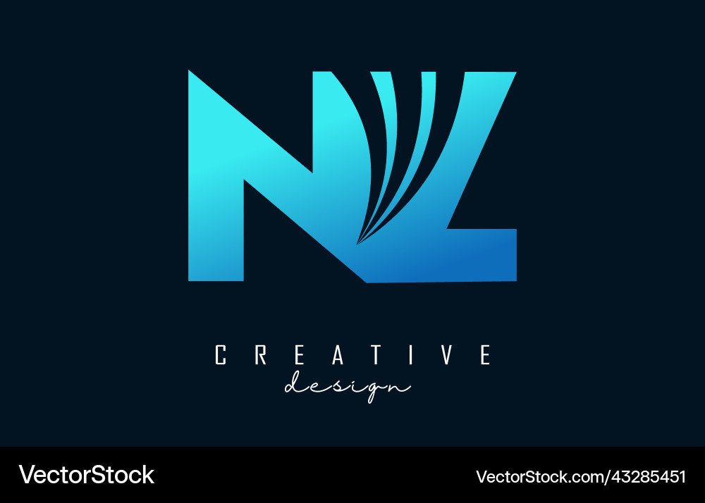 Creative blue letters nz n z logo with leading Vector Image