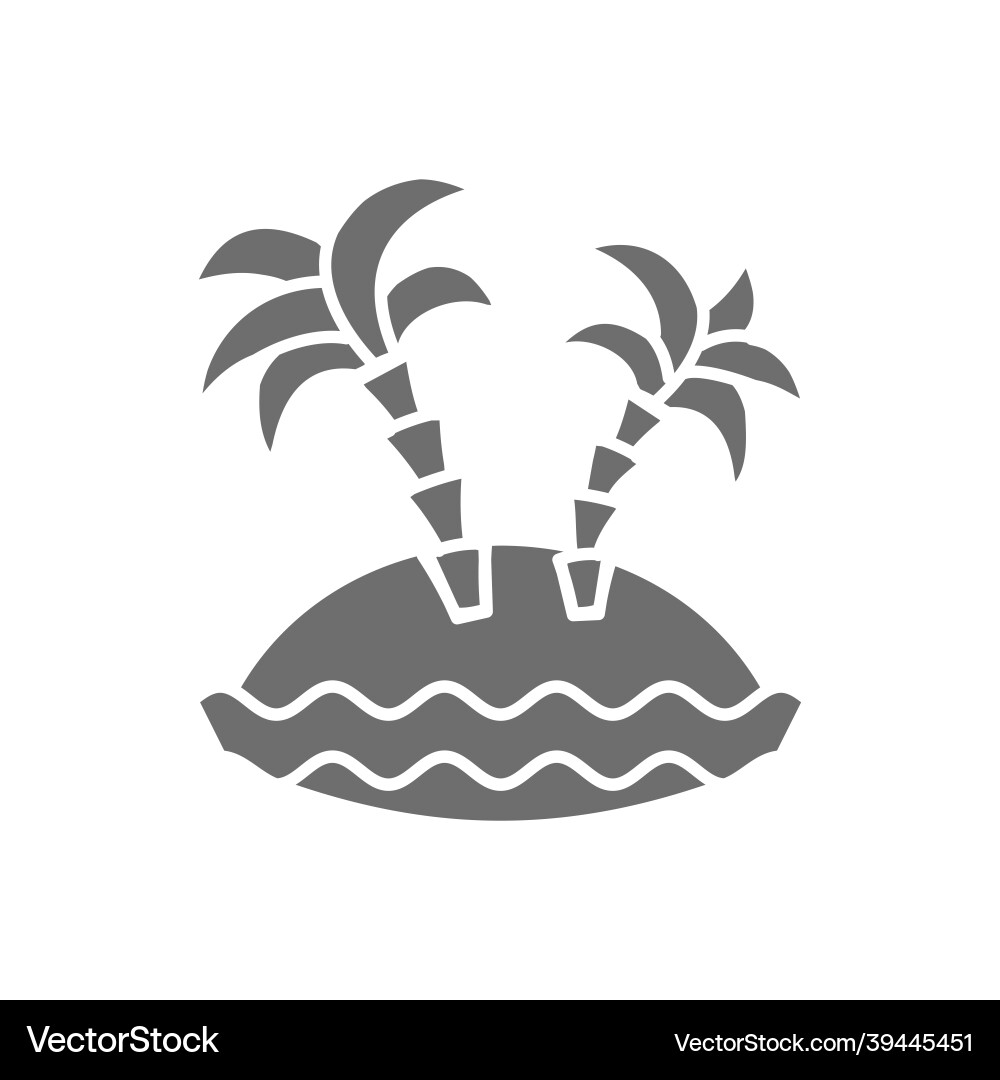 Desert island with palm trees grey icon Royalty Free Vector