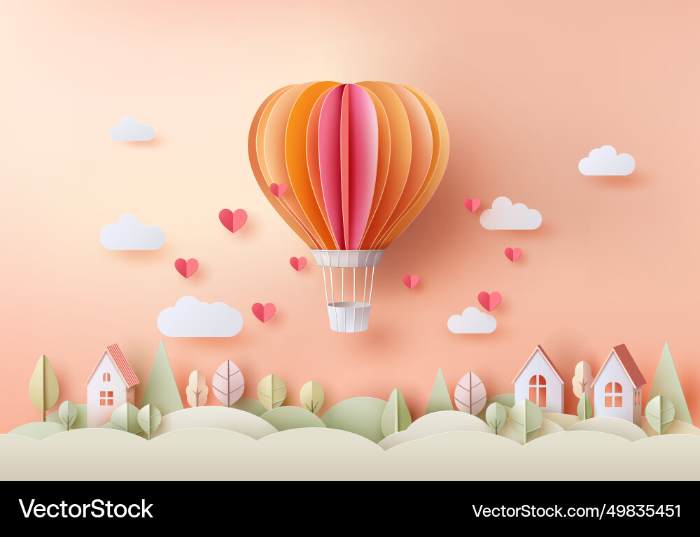 Hot air balloon in a heart shape Royalty Free Vector Image