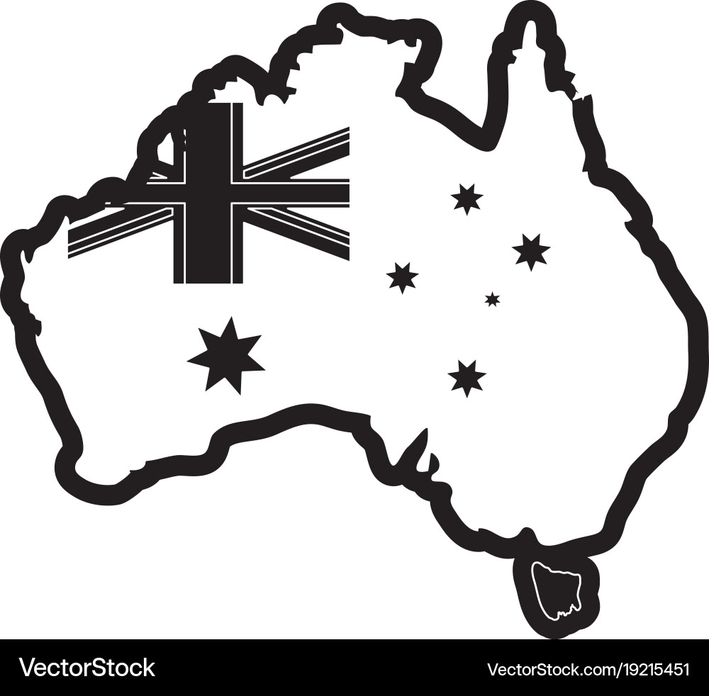 Map with flag of australia Royalty Free Vector Image