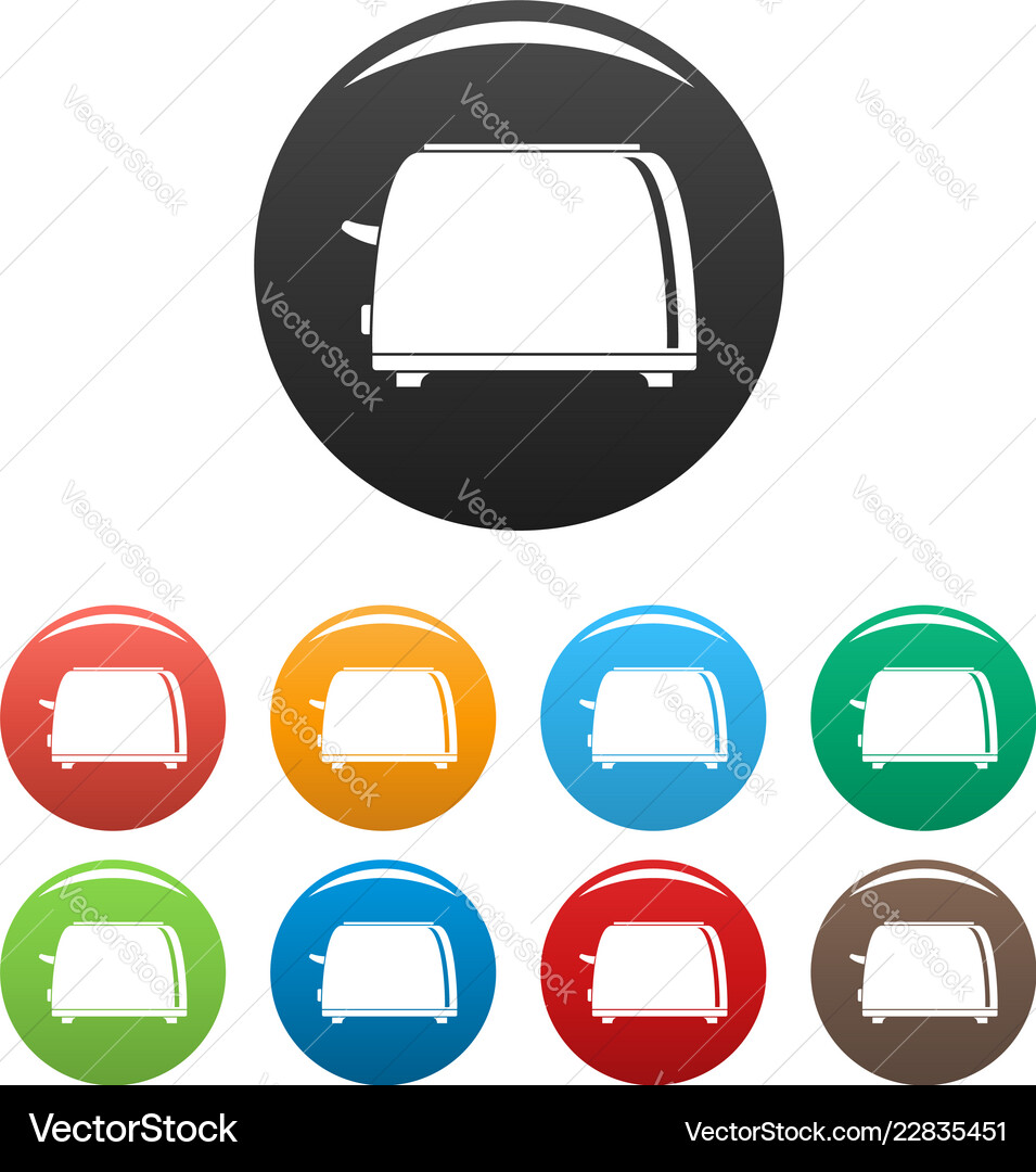 Old toaster icons set color Royalty Free Vector Image