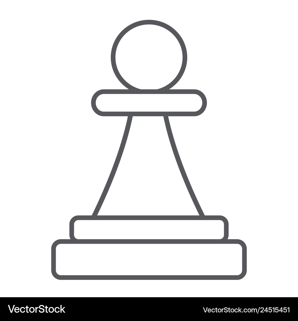 Pawn thin line icon game and chess figure Vector Image