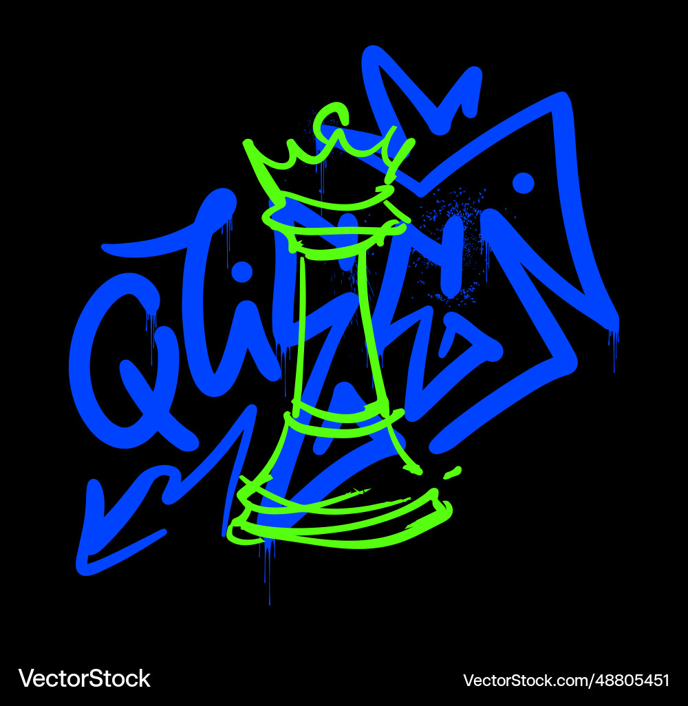 Queen street graffiti chess pieces Royalty Free Vector Image