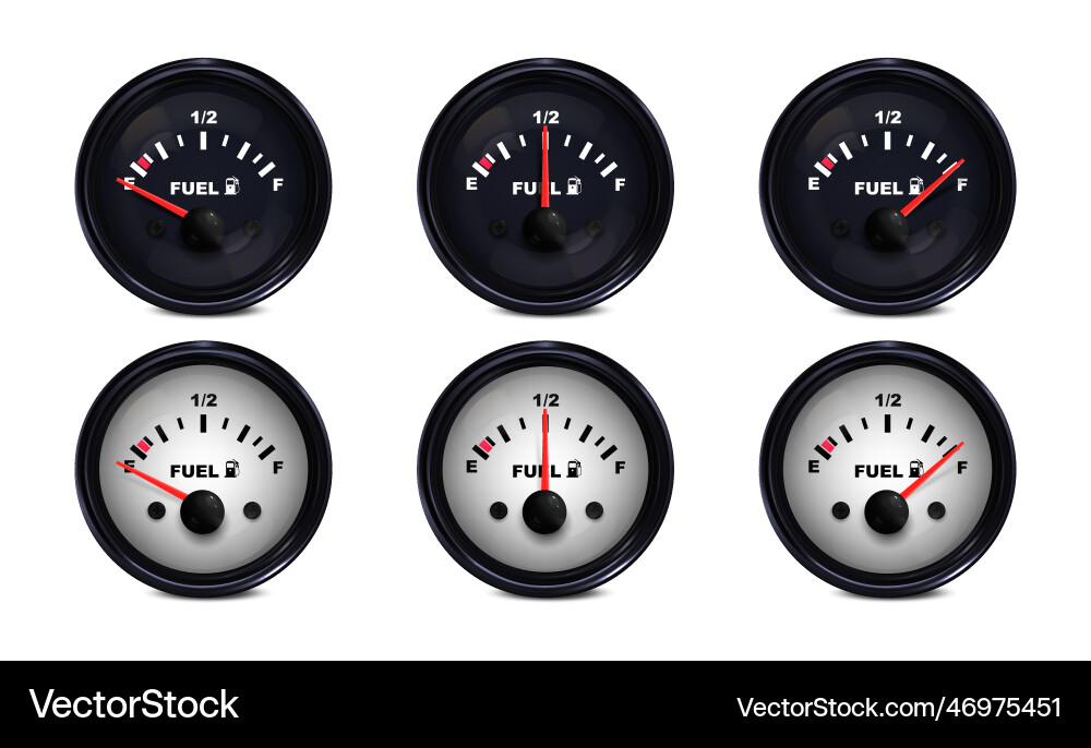 Realistic 3d set of fuel level indicators Vector Image