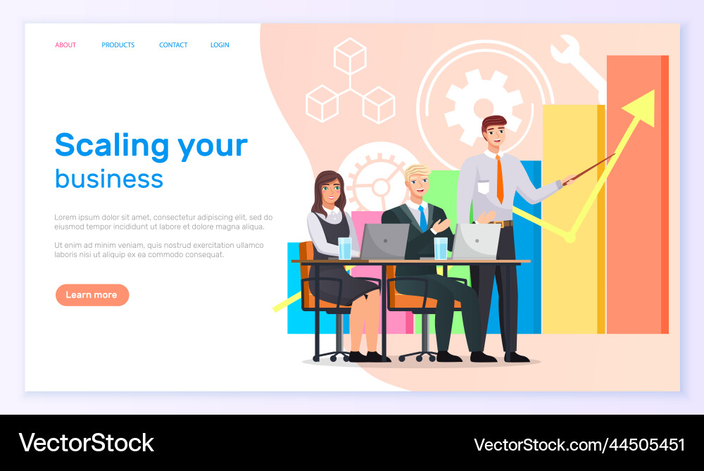 Scaling your business landing page template group Vector Image