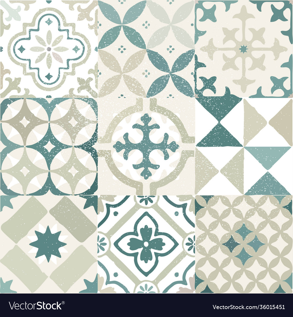 Seamless pattern tiles ceramic patchwork Vector Image