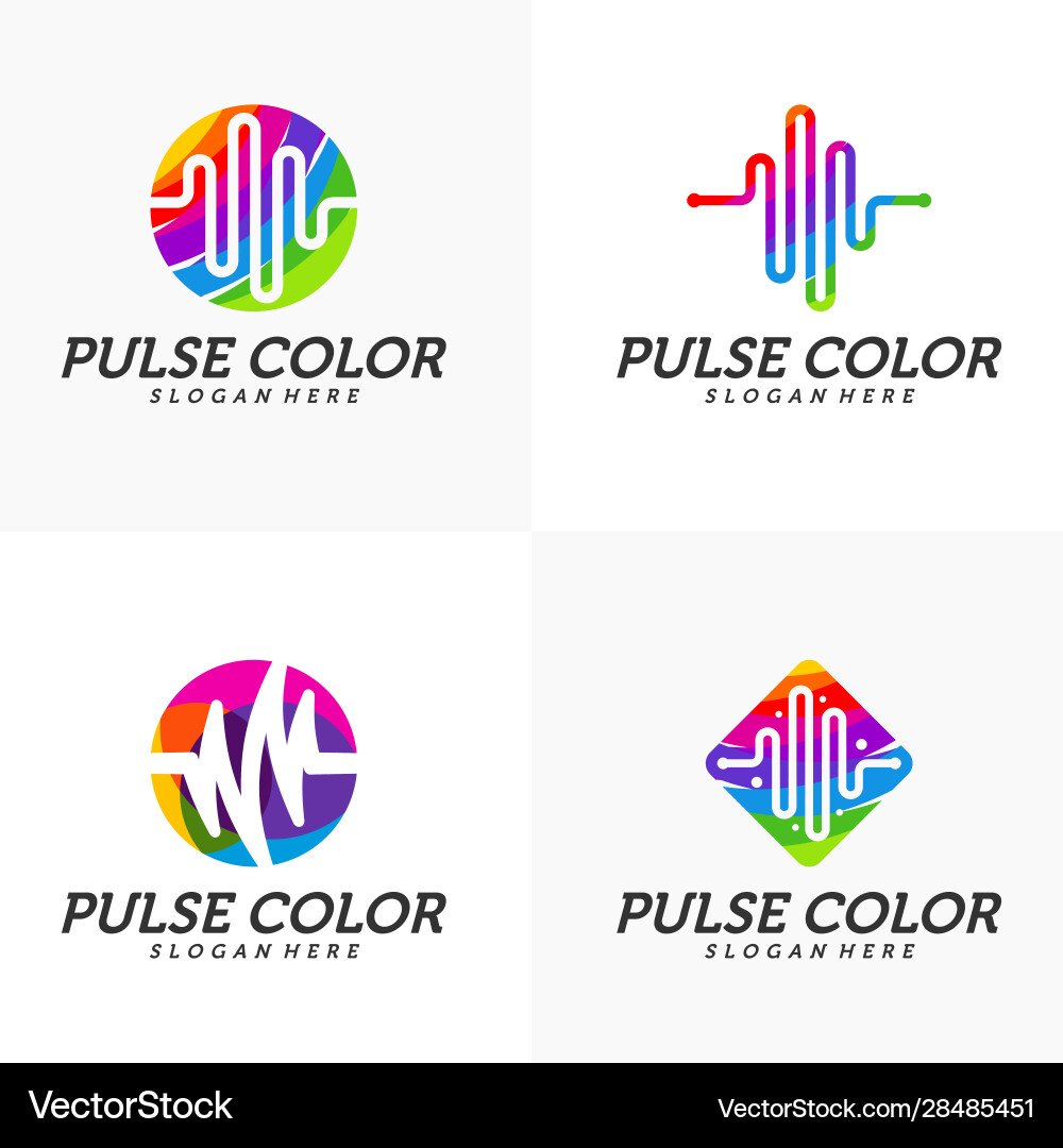 Set colorful pulse logo minimalist Royalty Free Vector Image