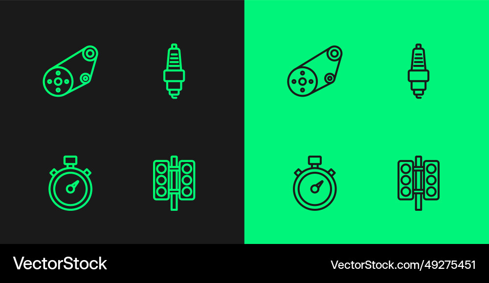 Set line racing traffic light stopwatch timing Vector Image