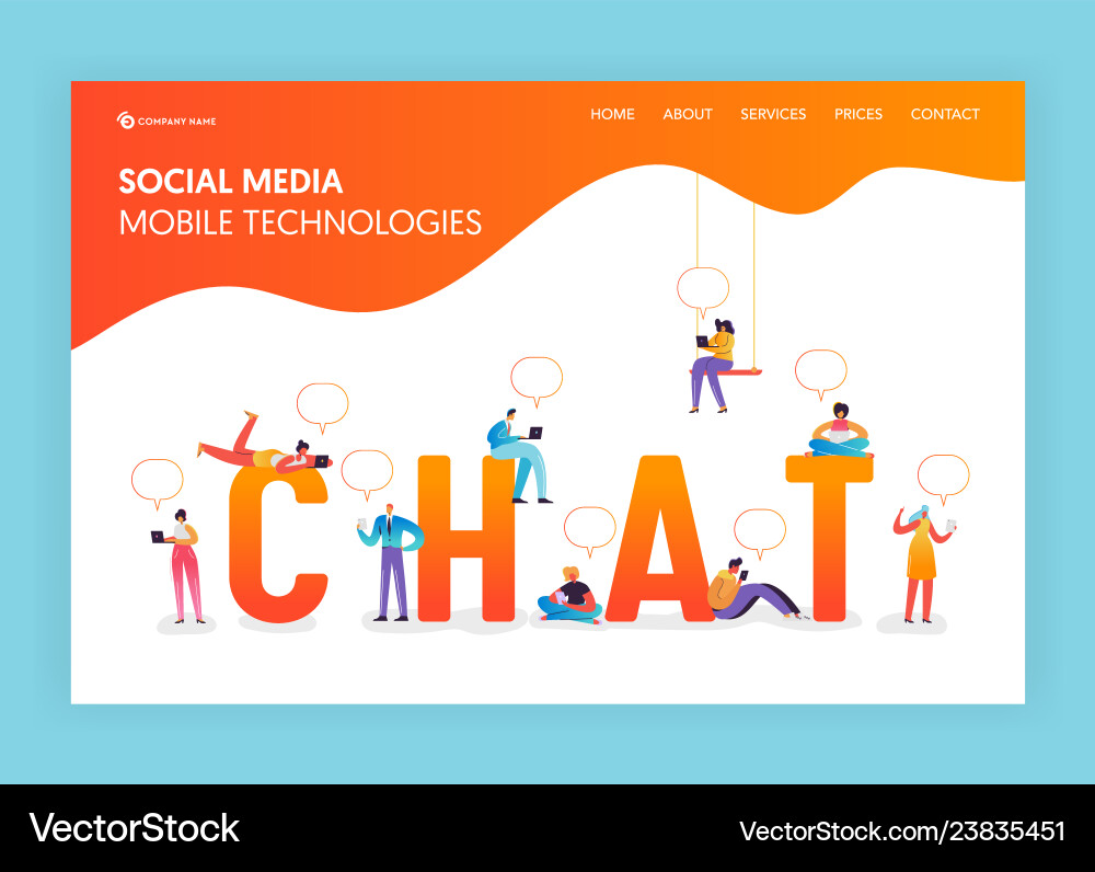 Social media networking landing page template Vector Image