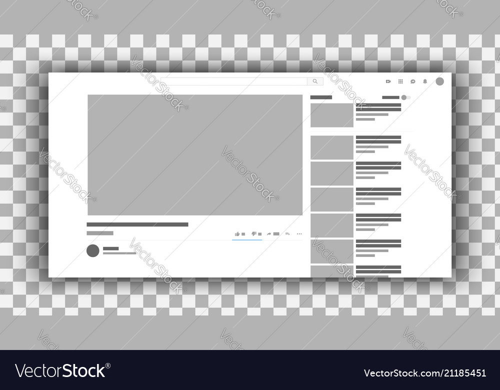 Video player website interface screen Royalty Free Vector