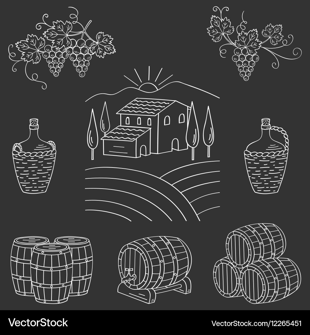 Vineyard farm village landscape Royalty Free Vector Image