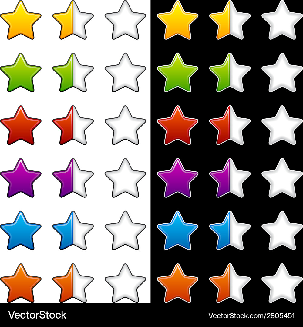 Whole half and blank rating stars Royalty Free Vector Image
