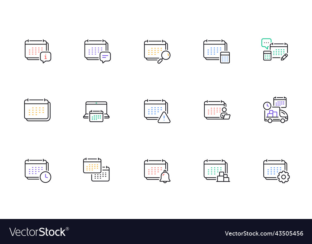 Calendar line icons schedule appointment event Vector Image