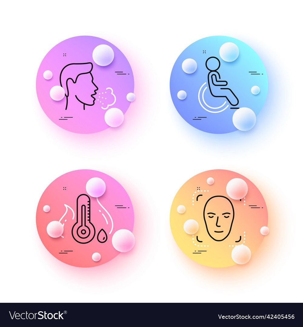 Cough Face Detection And Disability Minimal Line Vector Image