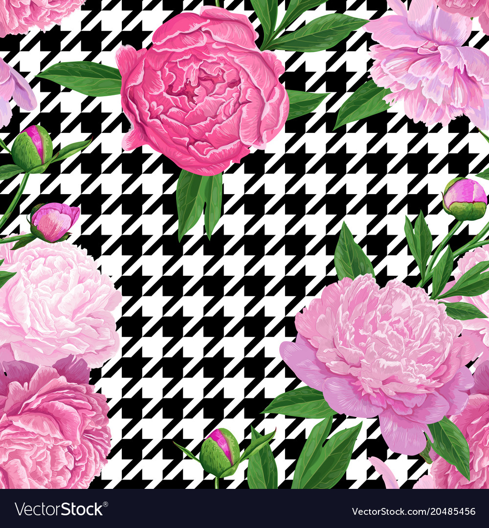 Floral seamless pattern with pink peony flowers Vector Image
