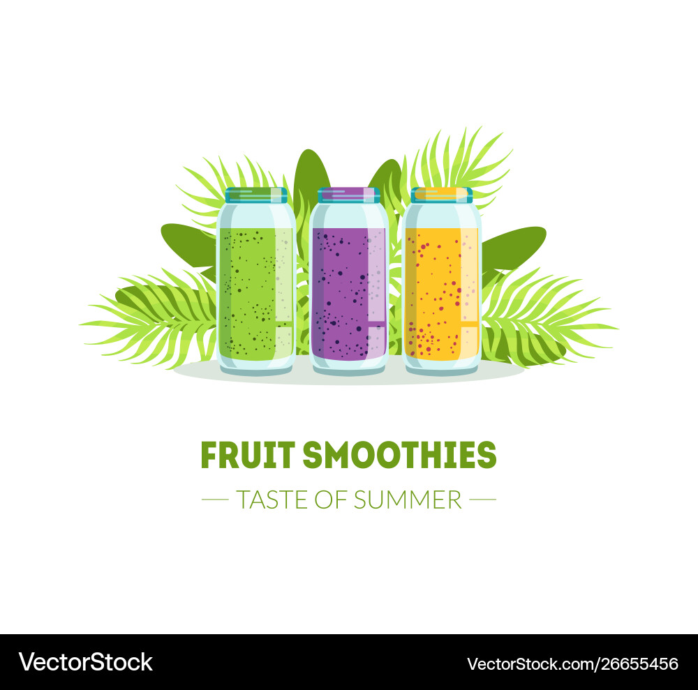 Fresh smoothies taste summer banner template Vector Image