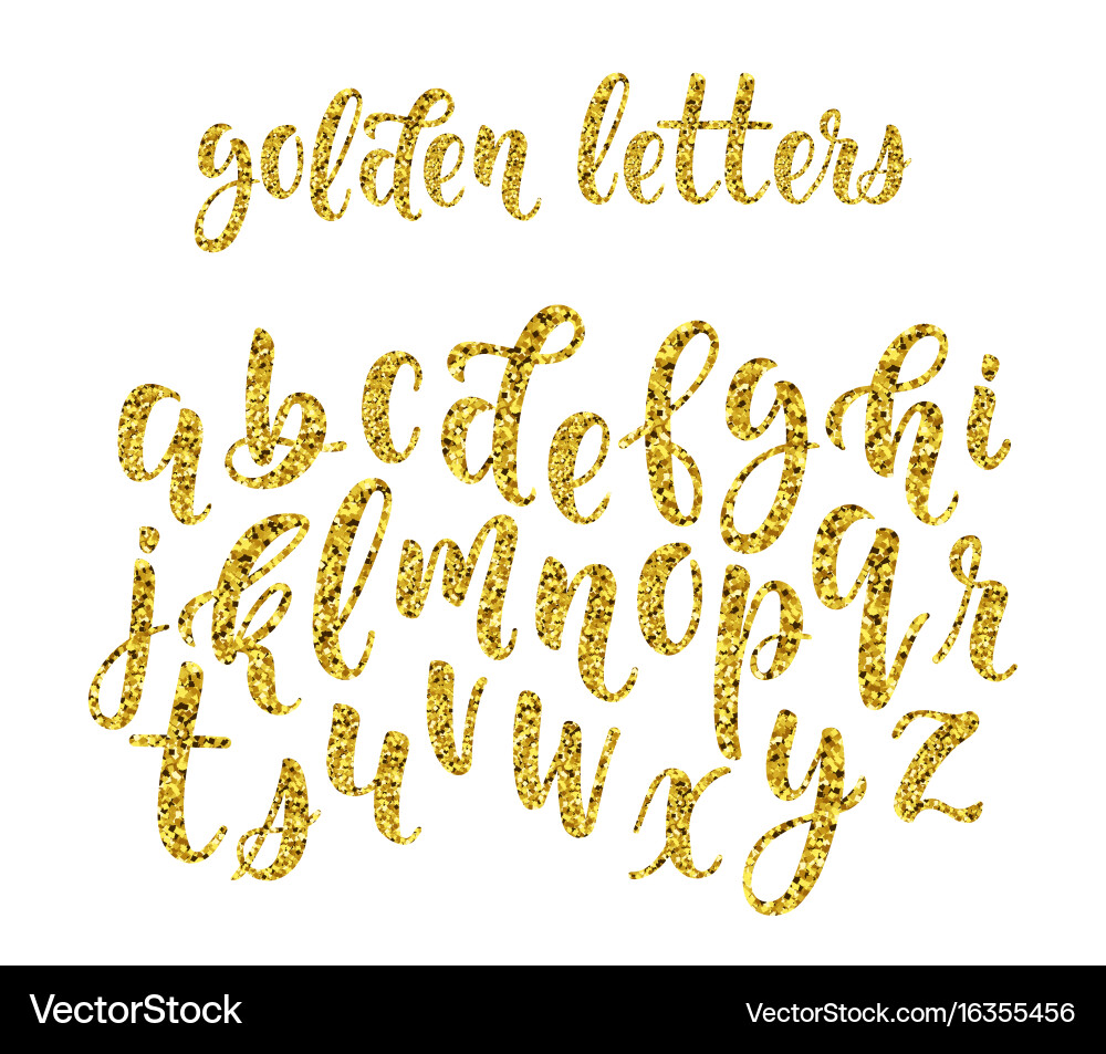 Gold glitter hand drawn latin modern calligraphy Vector Image