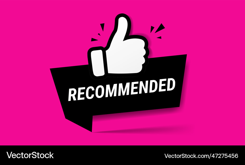 Hand banner recommended with pink background Vector Image