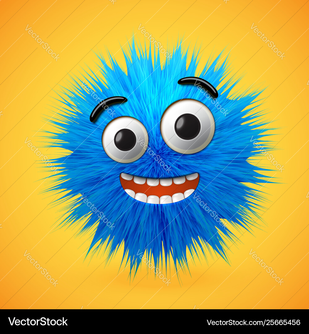 High-detailed 3d fur smiley emoticon Royalty Free Vector