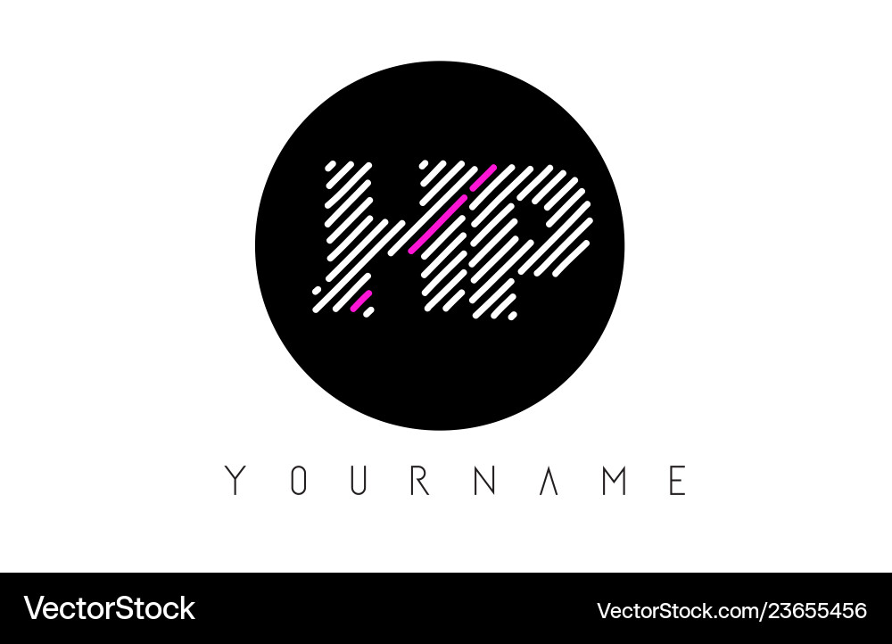 Hp letter logo design with white lines and black Vector Image